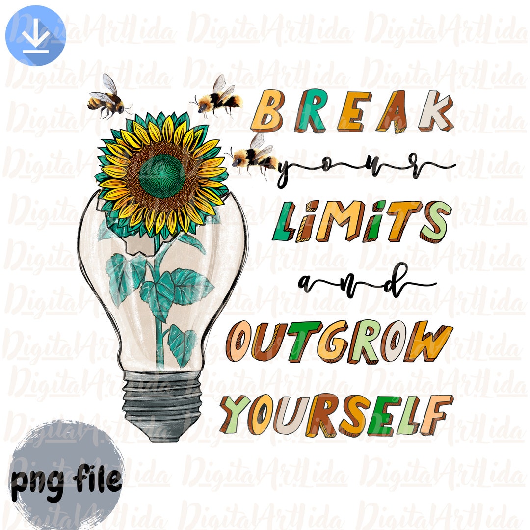 Break Your Limits and Outgrow Yourself, Retro Sunflower PNG, Flowers ...