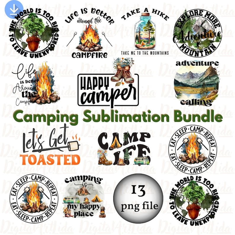Camping Png Bundle, Camp Life Png Files, Happy Camper Sublimation ...