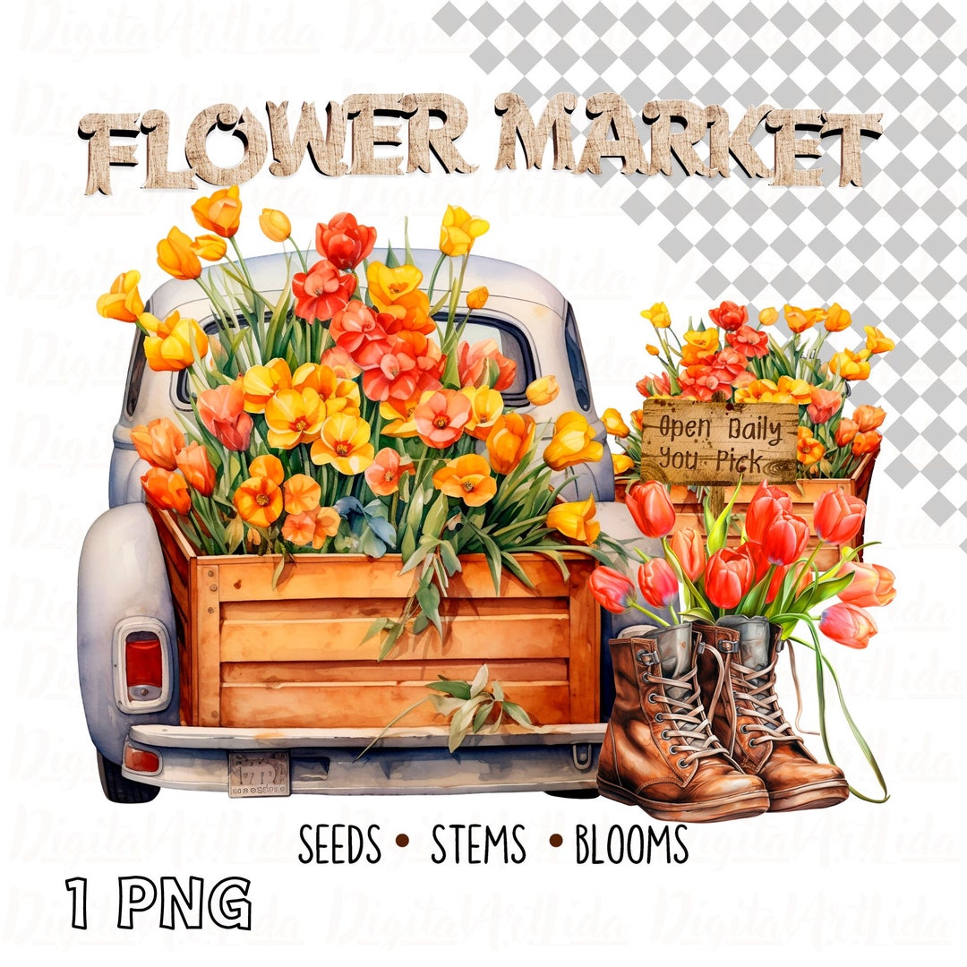 Spring Flower Market PNG, Sublimation, Spring Graphics, Spring Download ...