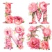 Watercolor Floral Letters Alphabet Clipart: Pink Peonies PNG Set ...
