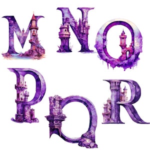Purple Princess Castle Letters Png, Fairytale Castle Alphabet ...
