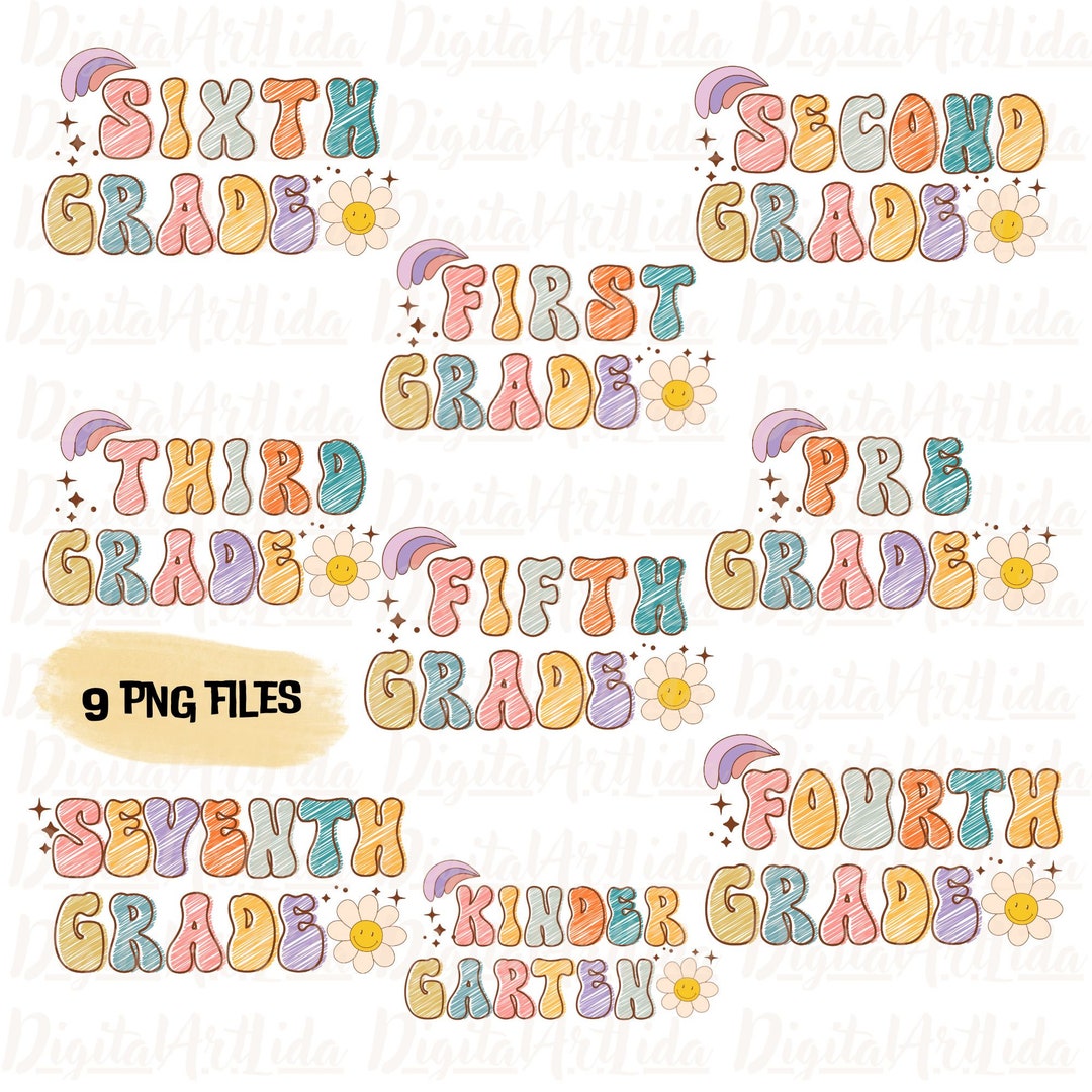 Back to School Png Bundle, Retro First Day of School, 2nd Grade, Pre K ...