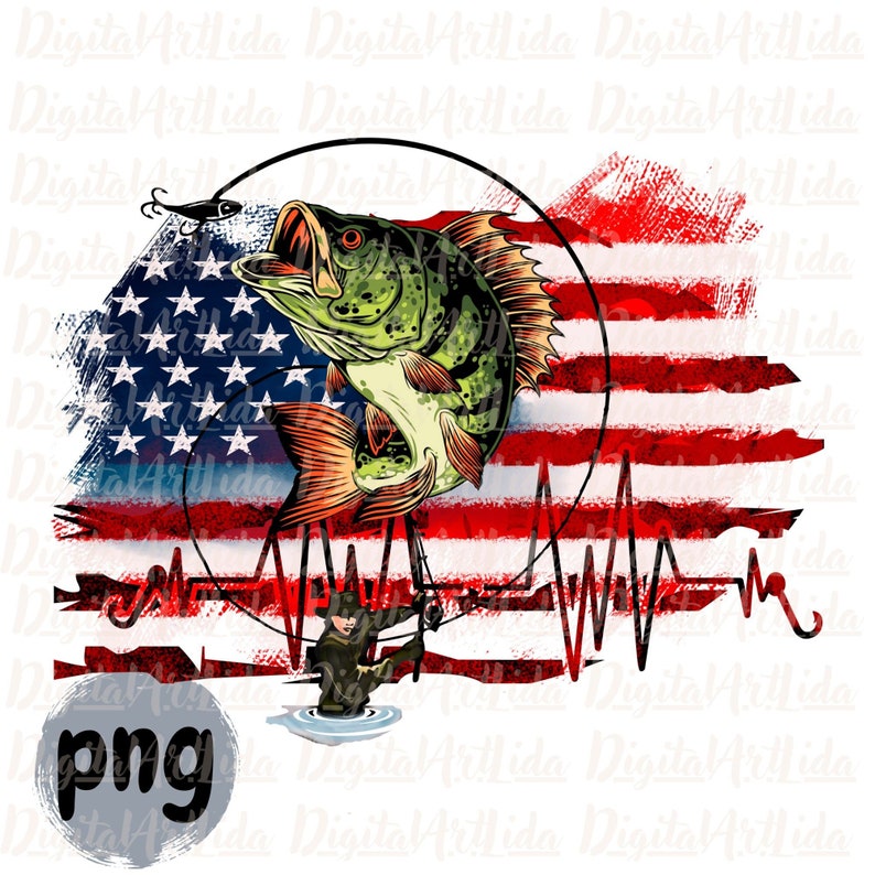 Perch Fishing Png American Flag Fishing Png File Fish Hook - Etsy