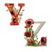 Faux Embroidery PNG Alphabet Bundle, Poppy Flowers Alphabets PNG ...