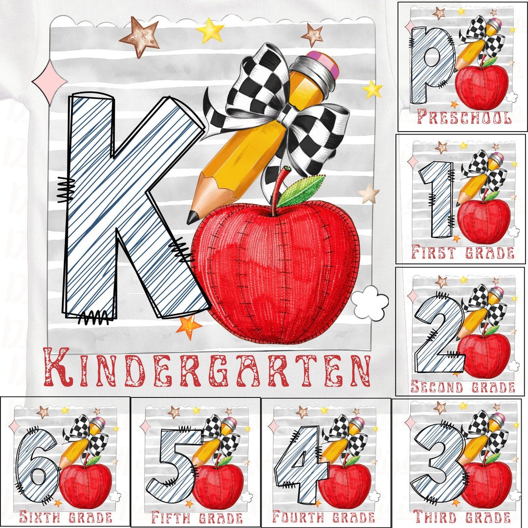 Preppy Back to School PNG Bundle: Retro Teacher Sublimation Designs ...