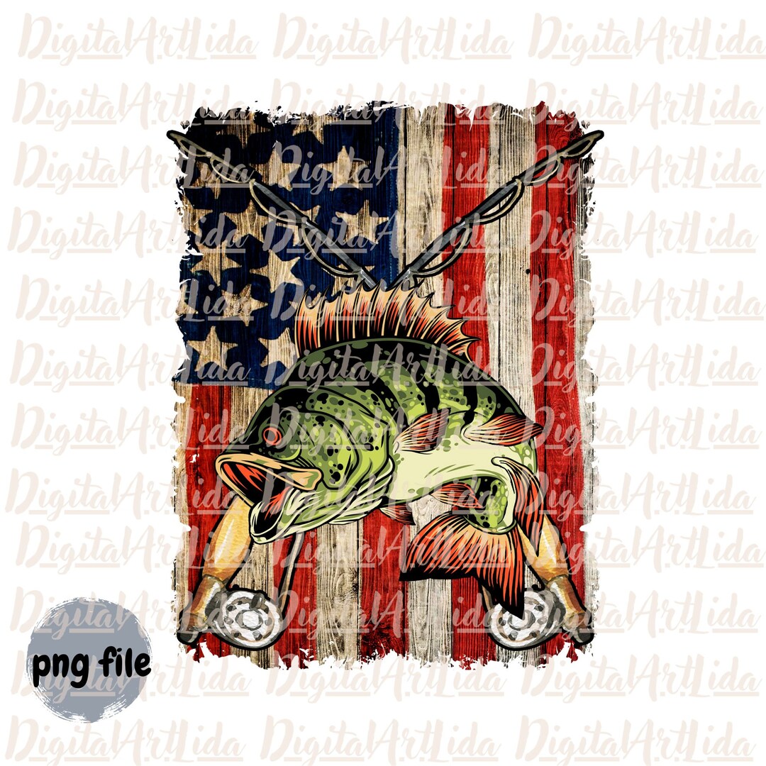 Perch Fishing Png, American Flag, Fishing Png File, Fish Hook Png, Gone ...