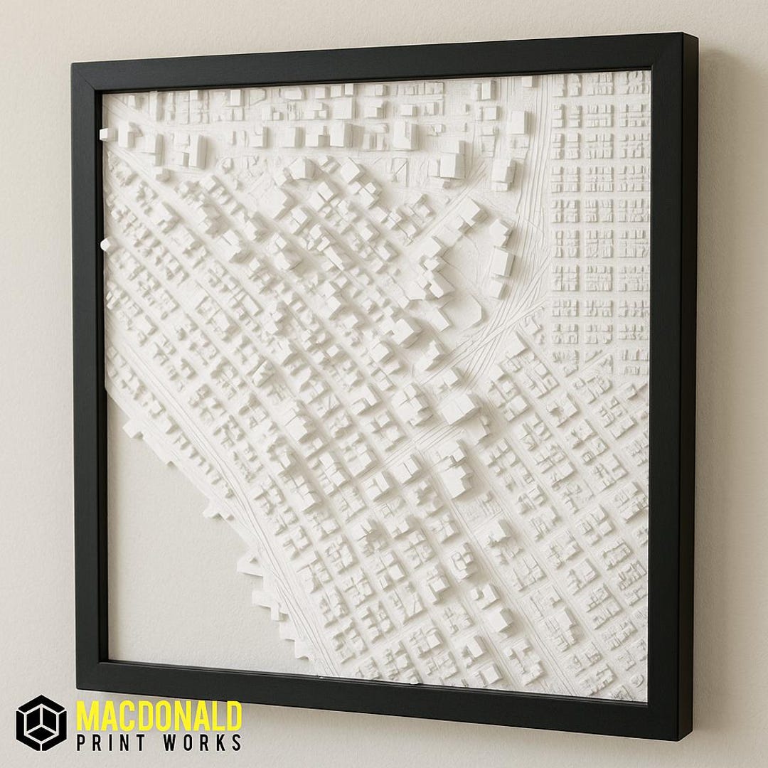 3D City Map Art: Framed 3D Printed Skyline Decor - Etsy