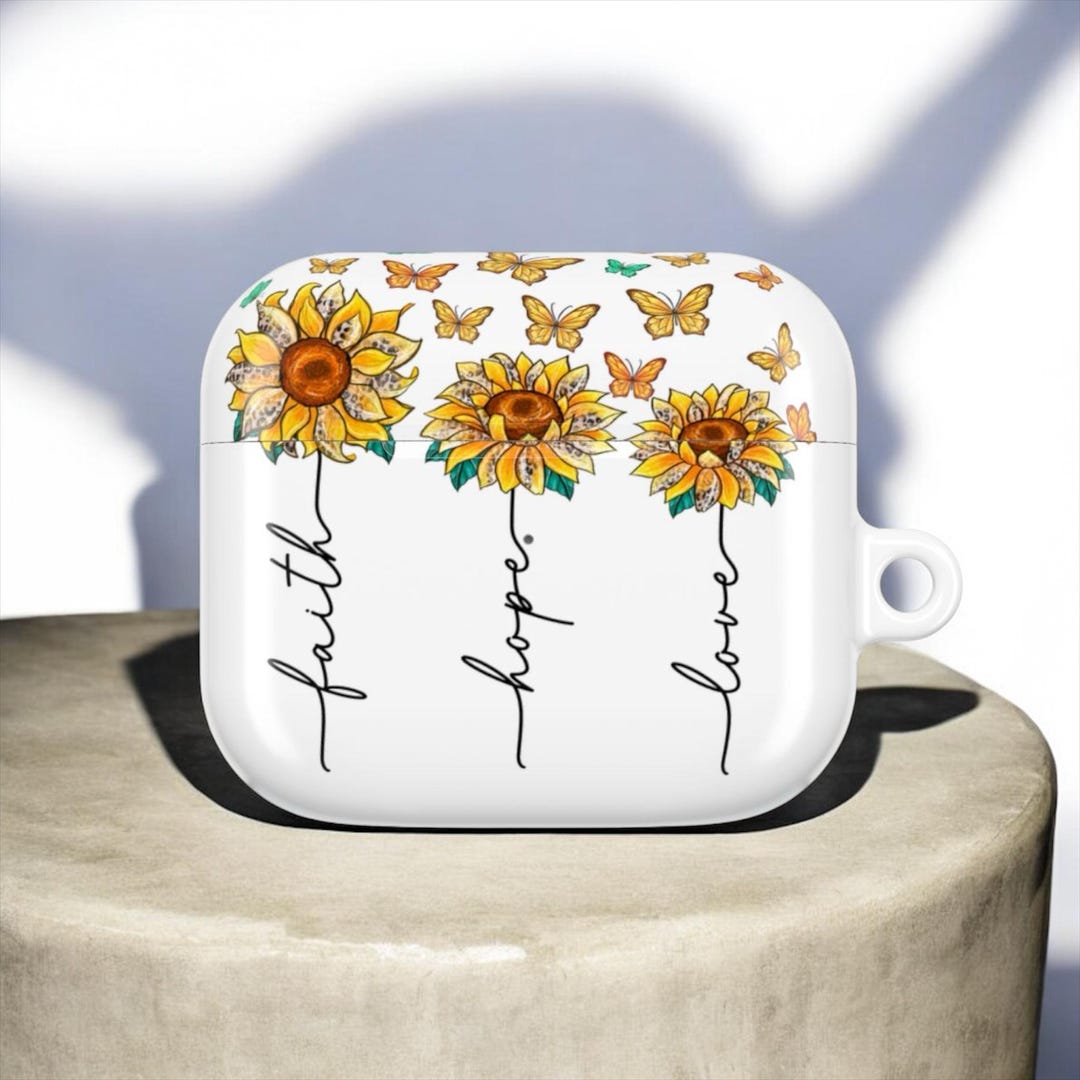 Sunflower Faith Love Hope AirPod Case, Floral Airpods Cover, Gift for ...