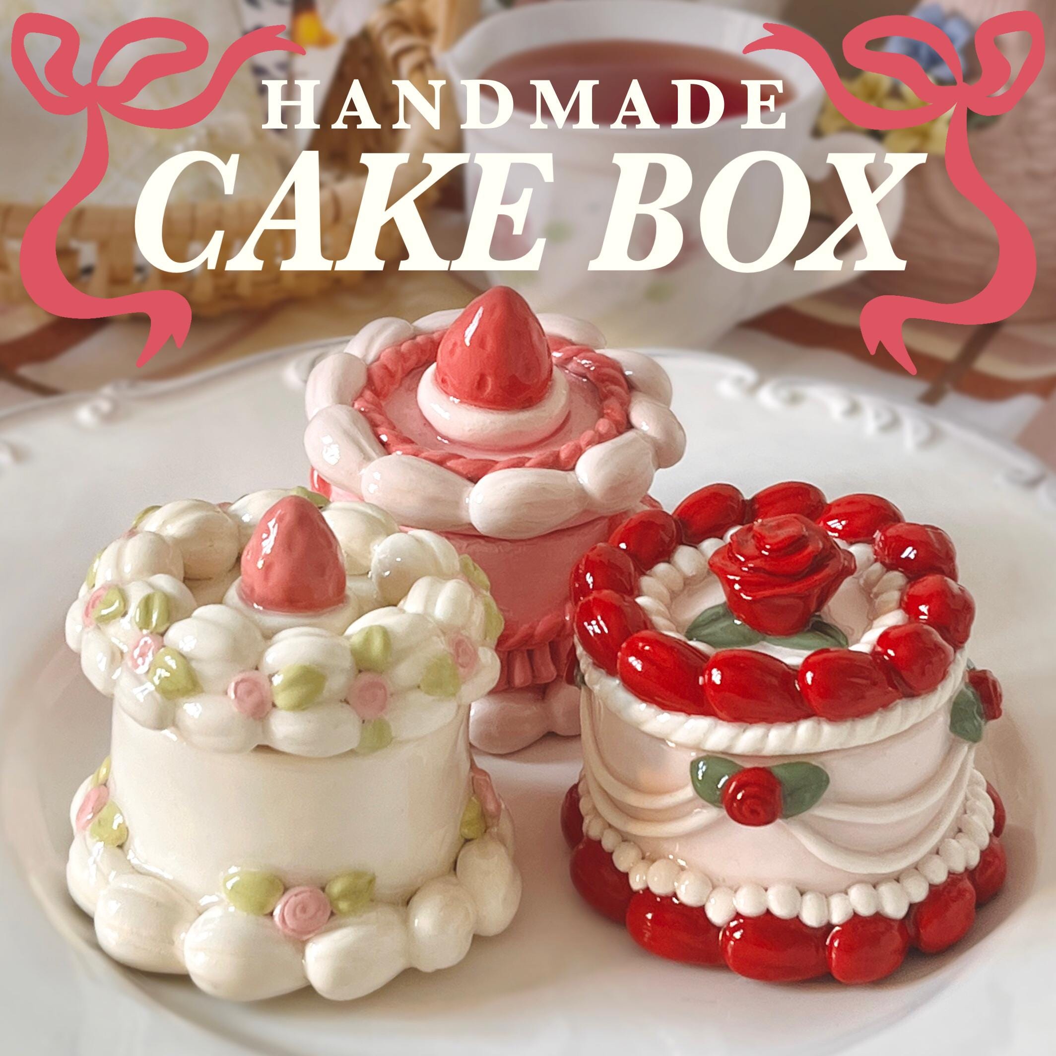 Handmade Polymer Clay Cake Trinket Box | Vintage Style Jewelry Holder ...