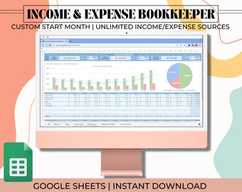Basic Bookkeeping for Small Business Google Sheets Template Income ...