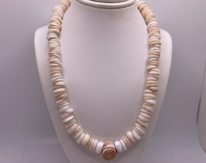 Puka Shell Necklace One of a Kind W/reddish Brown Spiral Puka Shell ...