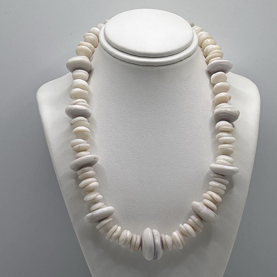 Puka Shell Necklace-white Pukas With Large Lavender-hued Puka Dividers ...