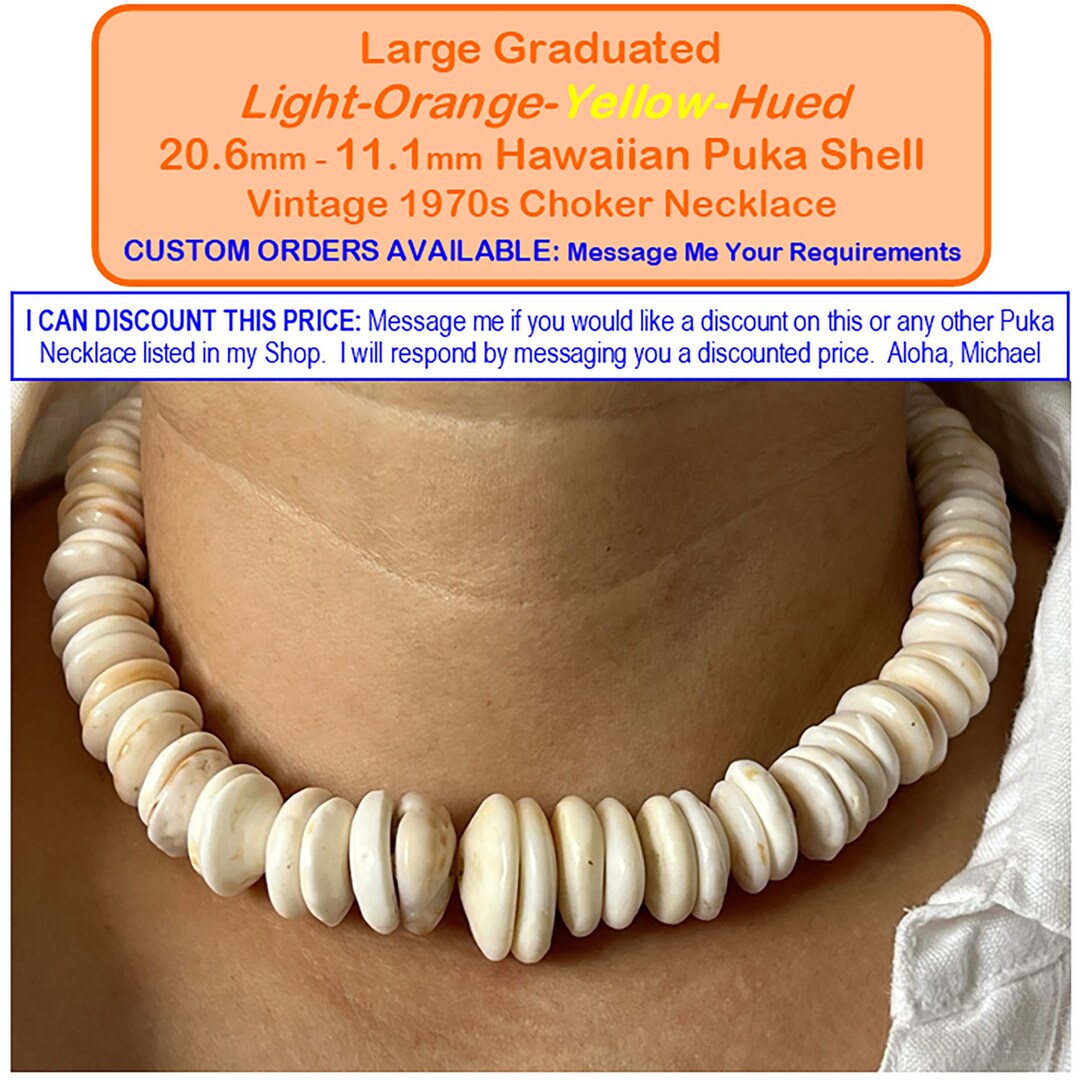 Puka Shell Necklace-rare Color-matched Hawaiian Vintage 70s Orange ...