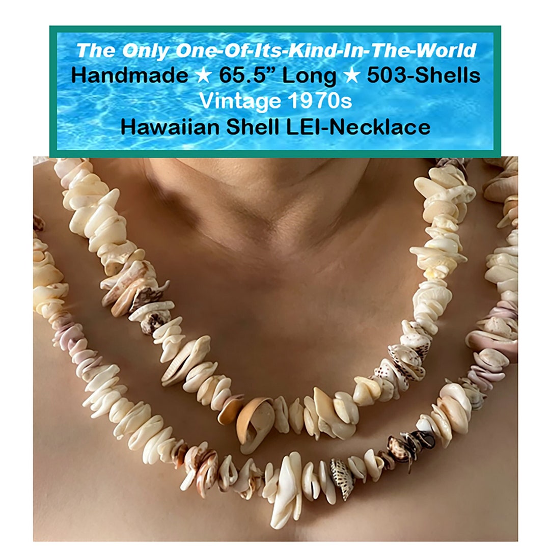 Hawaiian Shell Lei-necklace Unique Handmade 65.5 Long 503-shell Pieces ...