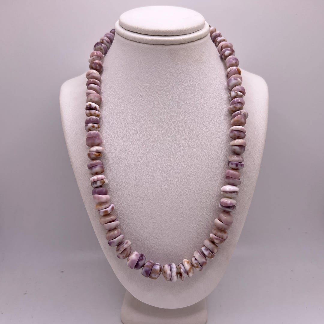 Puka Shell Necklace W/small Pukas Deep Shades of Lavender & Brown ...