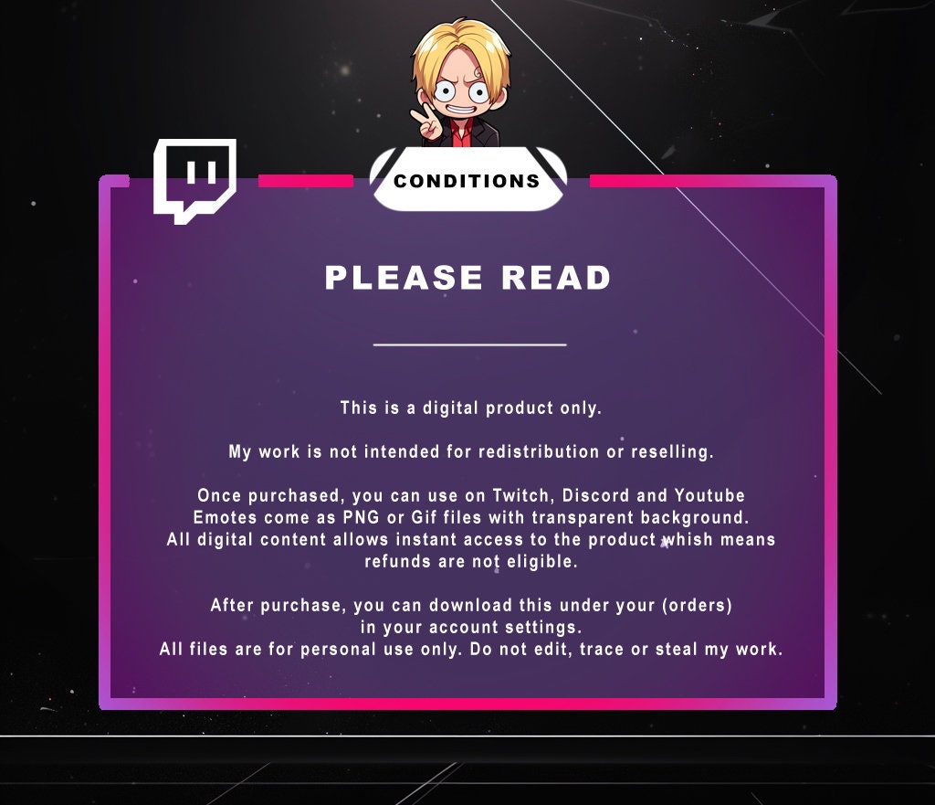 One Piece Sanji, Animated Emote and Sticker for Twitch Youtube and ...