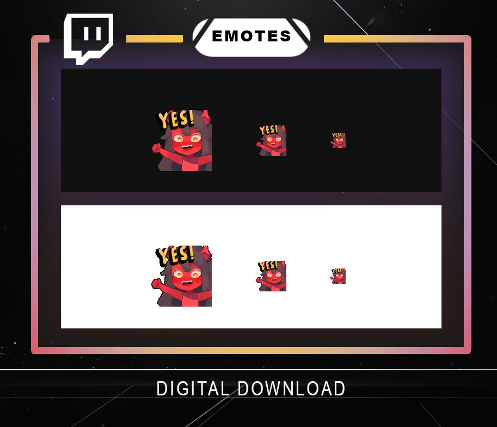 Anime Female Demon, Demoness, Yes Animated Emote and Sticker for Twitch ...