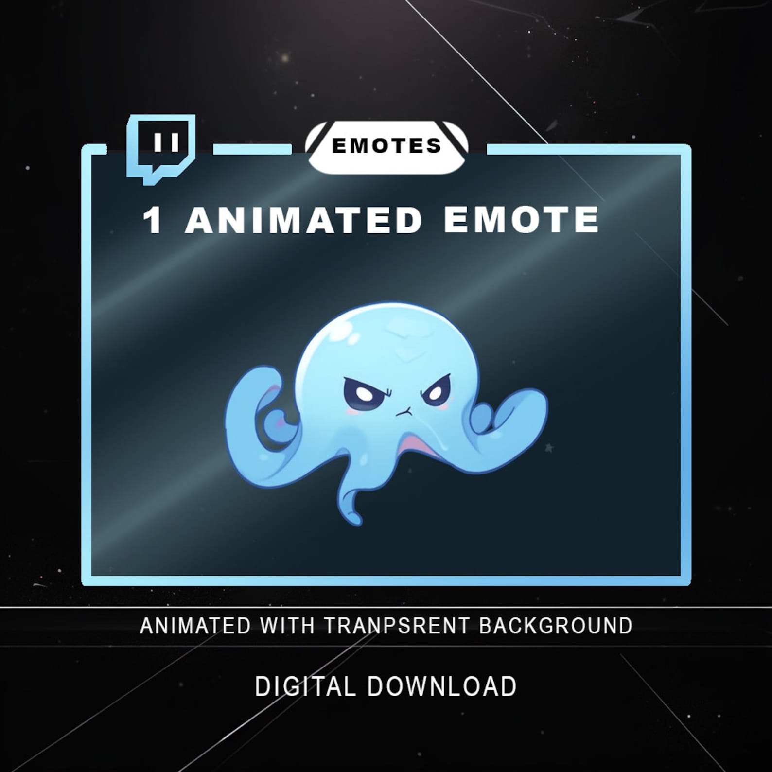 Angry Blue Squid, Animated Emote and Sticker for Twitch Youtube and ...