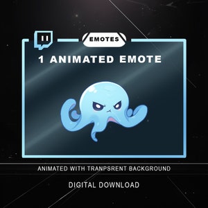 Angry Blue Squid, Animated Emote and Sticker for Twitch Youtube and ...