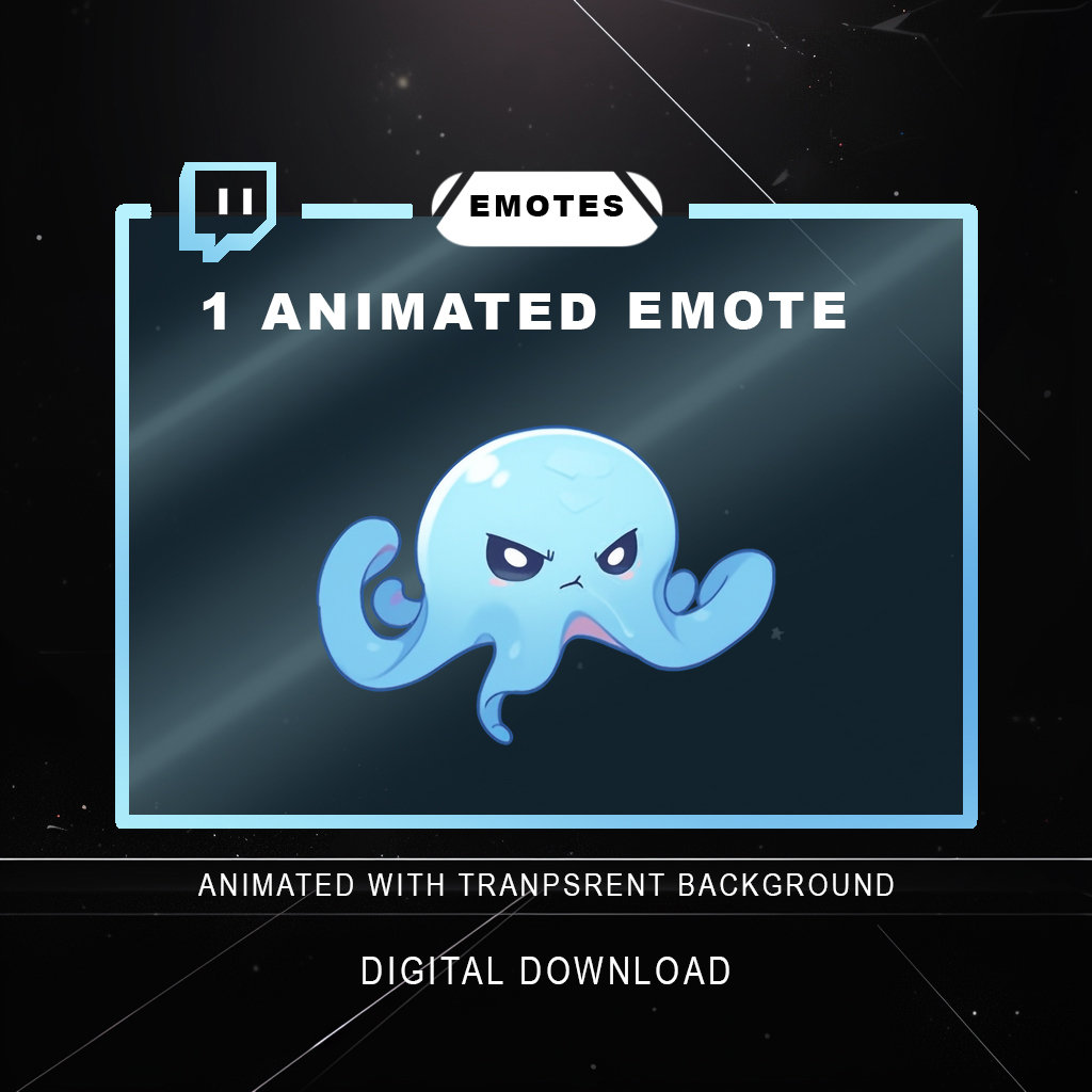 Angry Blue Squid, Animated Emote and Sticker for Twitch Youtube and ...