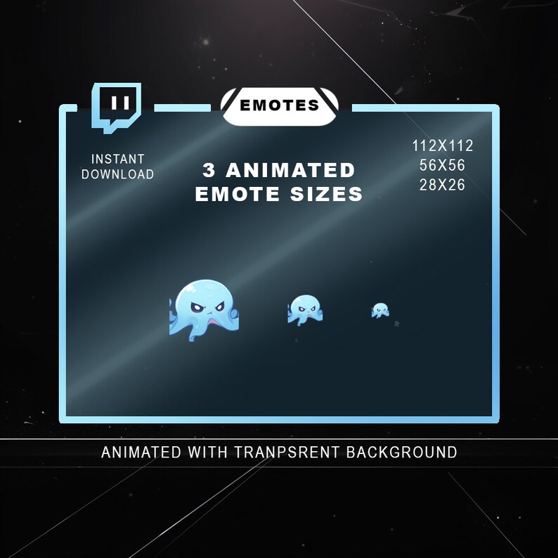 Angry Blue Squid, Animated Emote and Sticker for Twitch Youtube and ...