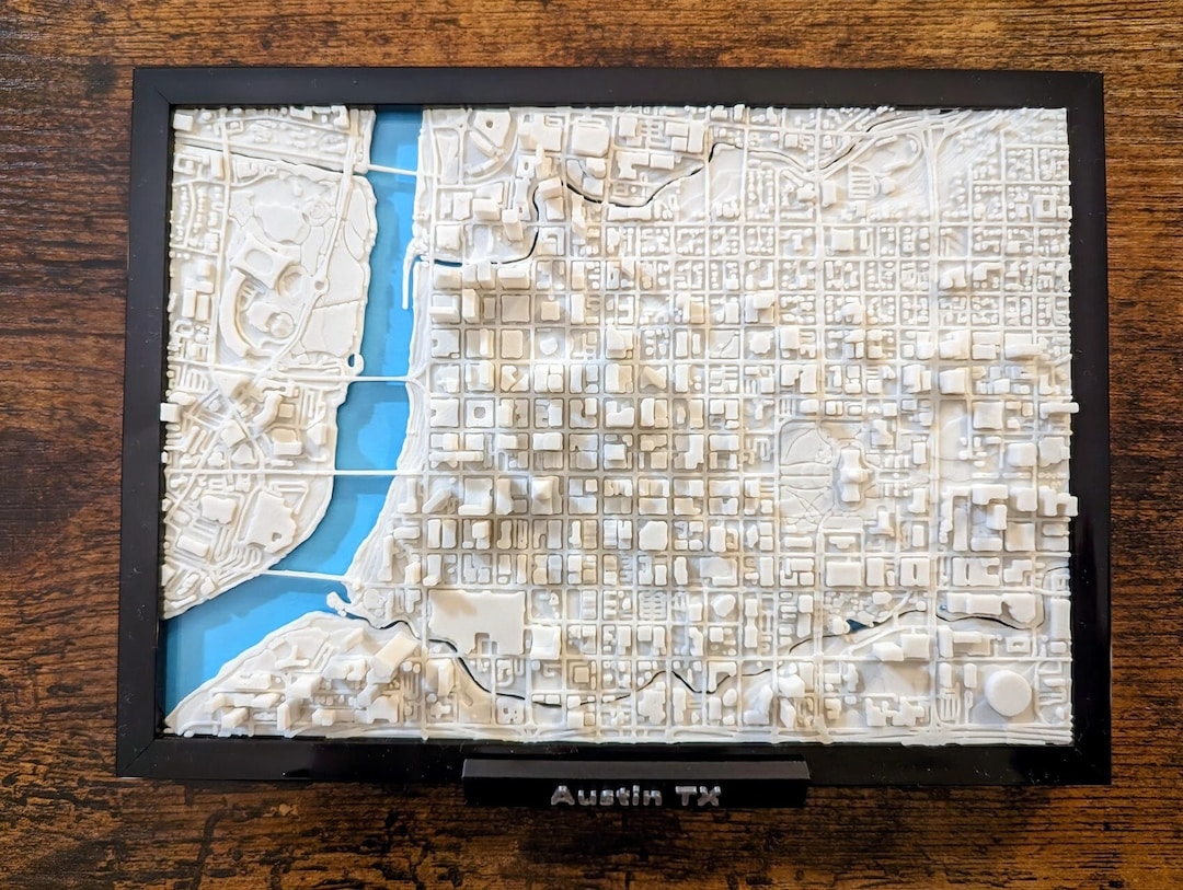 Austin Texas USA 3D City Map - Custom Wall Art - 3D Street Map - Home ...