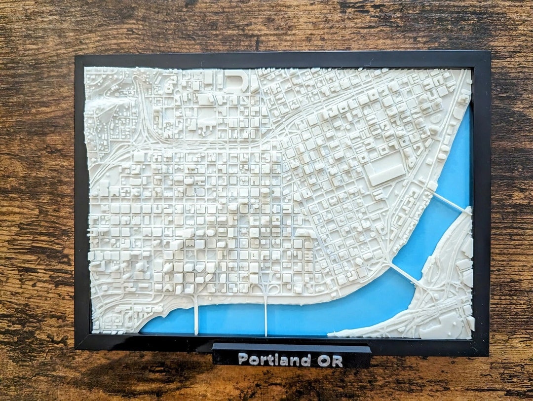 Portland Oregon USA 3D City Map - Custom Wall Art - 3D Street Map ...