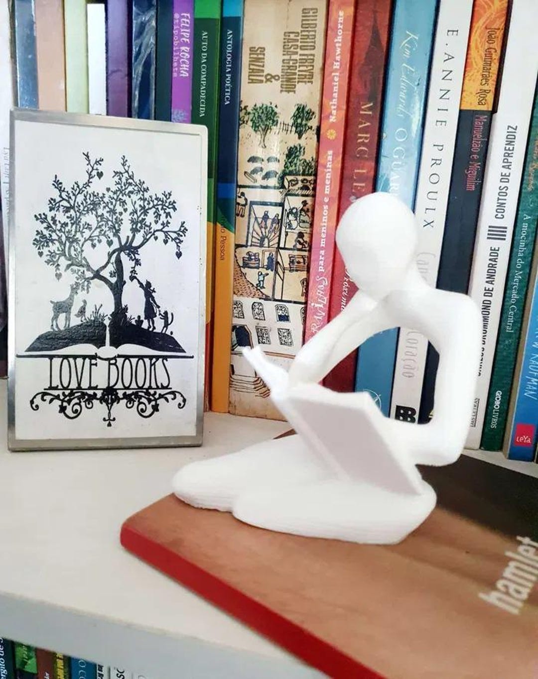 Minimal Reading Silhouette Statue - Bookshelf Decor - Unique Bookend ...