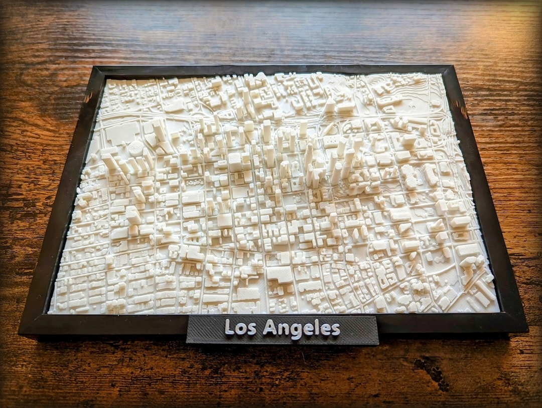 Los Angeles California USA 3D City Map - Custom Wall Art - 3D Street ...