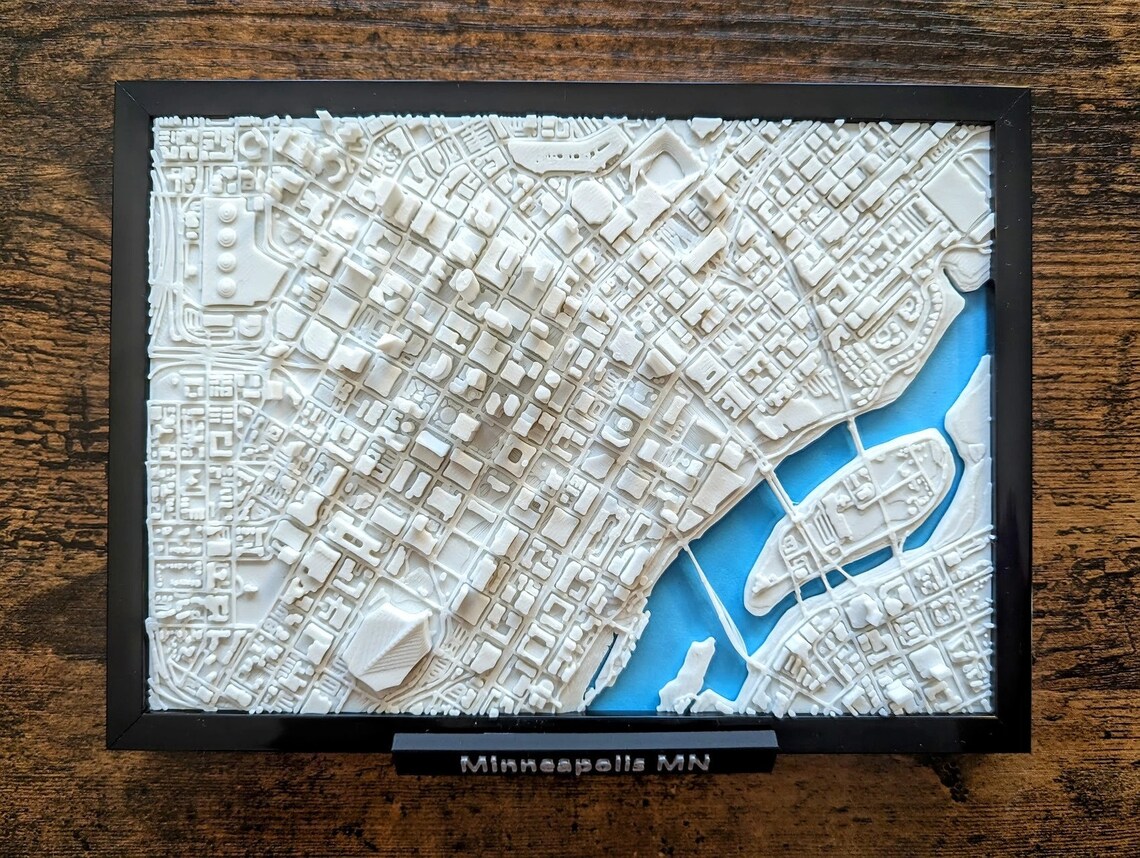 Minneapolis Minnesota USA 3D City Map - Custom Wall Art - 3D Street Map ...
