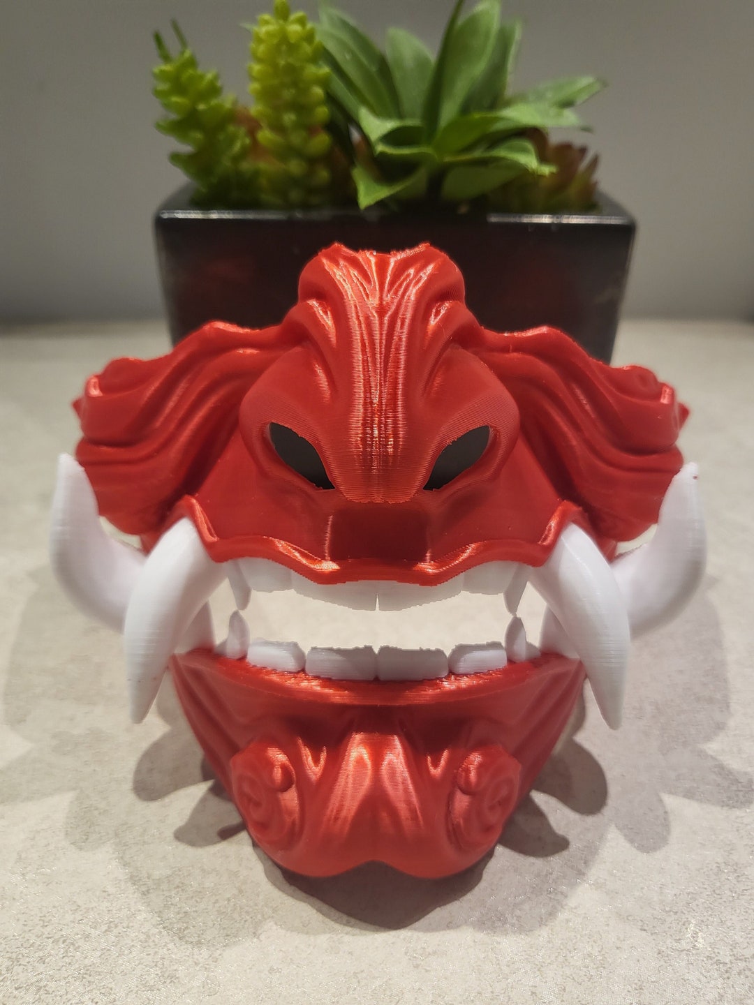 Oni Half Demon Japanese Hannya Samurai Mask With Straps, 3D Printed ...
