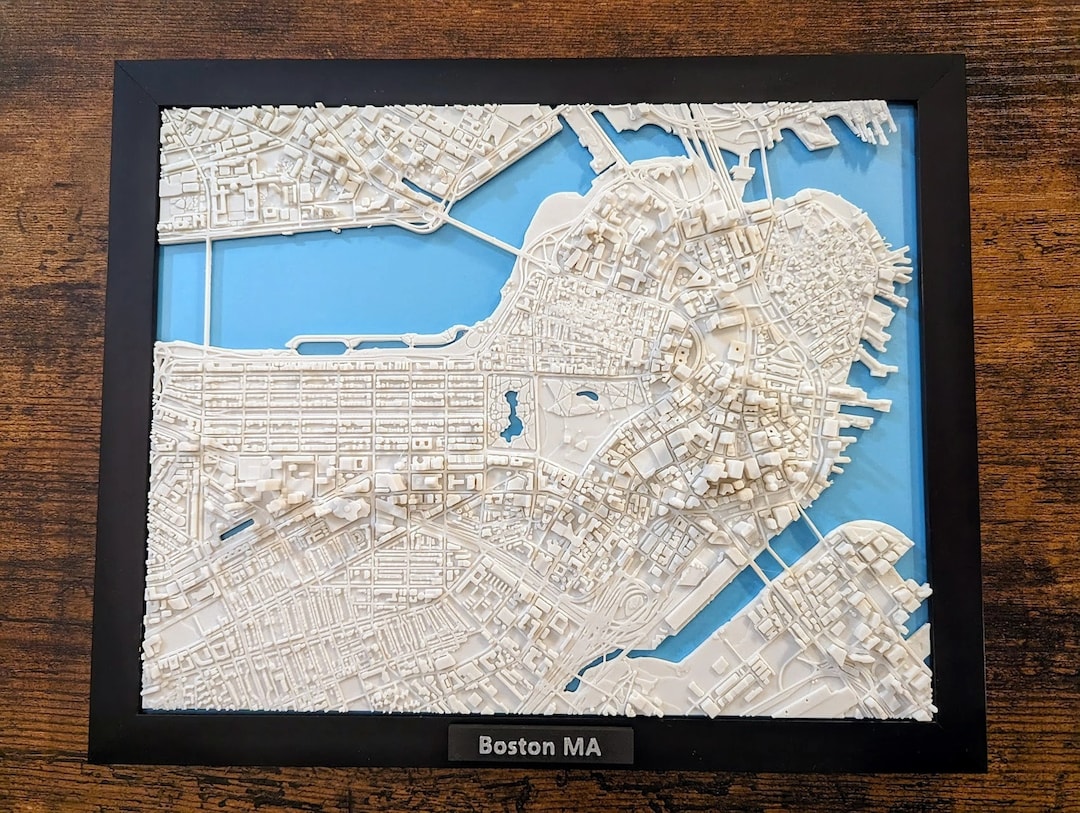 Boston Massachusetts USA 3D City Map - Custom Wall Art - 3D Street Map ...