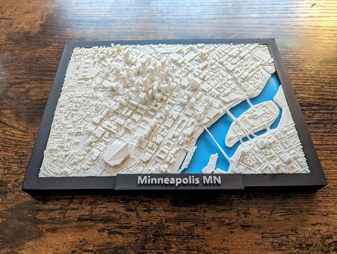 Minneapolis Minnesota USA 3D City Map - Custom Wall Art - 3D Street Map ...