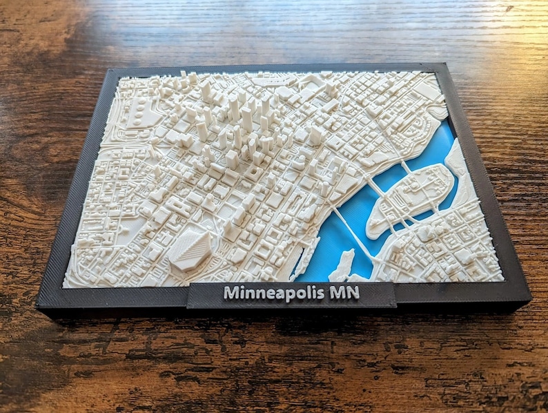 Minneapolis Minnesota USA 3D City Map - Custom Wall Art - 3D Street Map ...