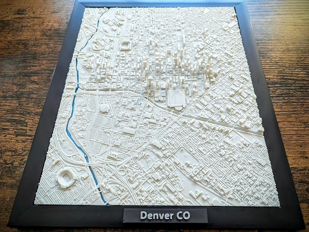 Denver Colorado USA 3D City Map - Custom Wall Art - 3D Street Map ...