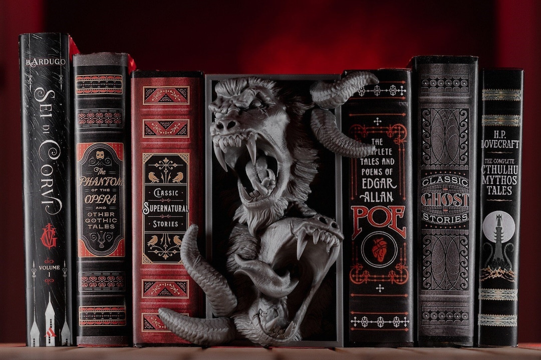 Demons Peeking Book Nook - Fantasy Book Shelf Decor - Book Lovers Gift ...