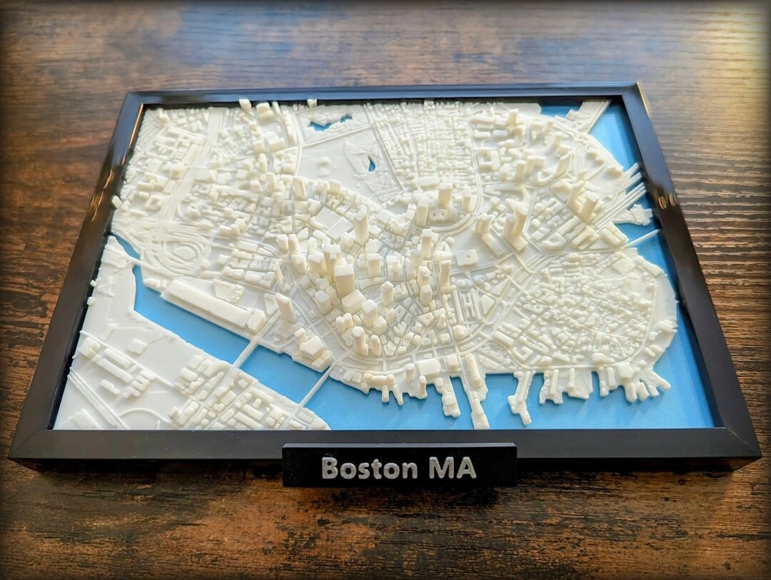 Boston Massachusetts USA 3D City Map - Custom Wall Art - 3D Street Map ...