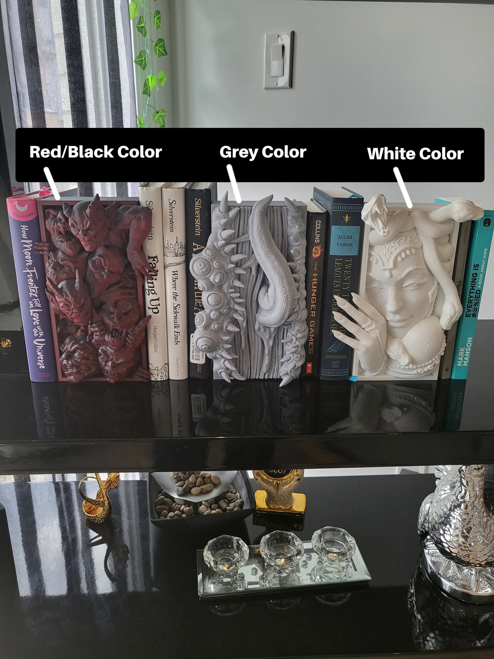 Imps and Demons Peeking Book Nook - Fantasy Halloween Book Shelf Decor ...