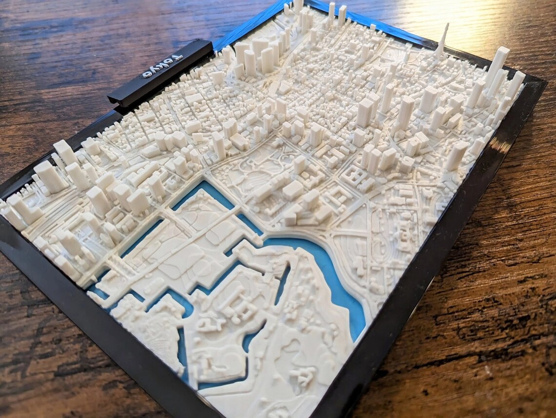 Tokyo Japan 3D City Map - Custom Wall Art - 3D Street Map - Home Office ...
