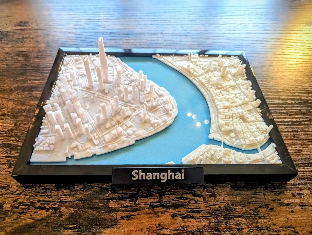 Shanghai China 3D City Map - Custom Wall Art - 3D Street Map - Home ...