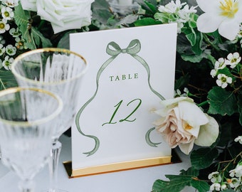 Blue Bow Table Number Template, Editable Wedding Table Numbers, Blue ...