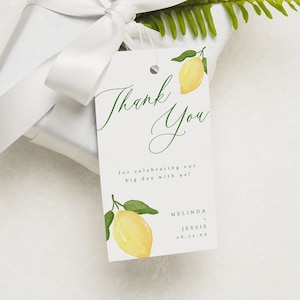 Lemon Thank You Tag, Editable Wedding Favor Tag, Personalized Gift Tag ...