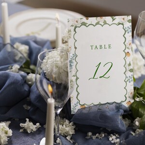 Blue Flower Wedding Table Numbers, Watercolor Floral Table Number ...
