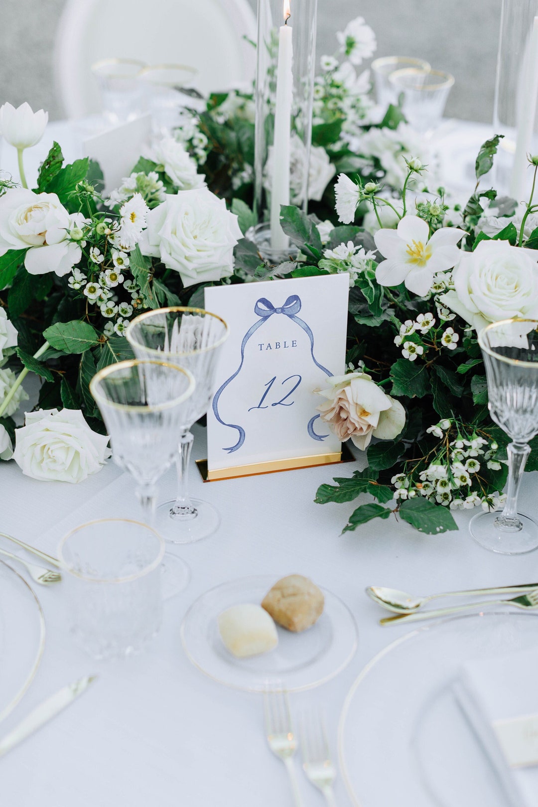 Blue Bow Wedding Table Numbers, Editable Table Number Template, Blue ...