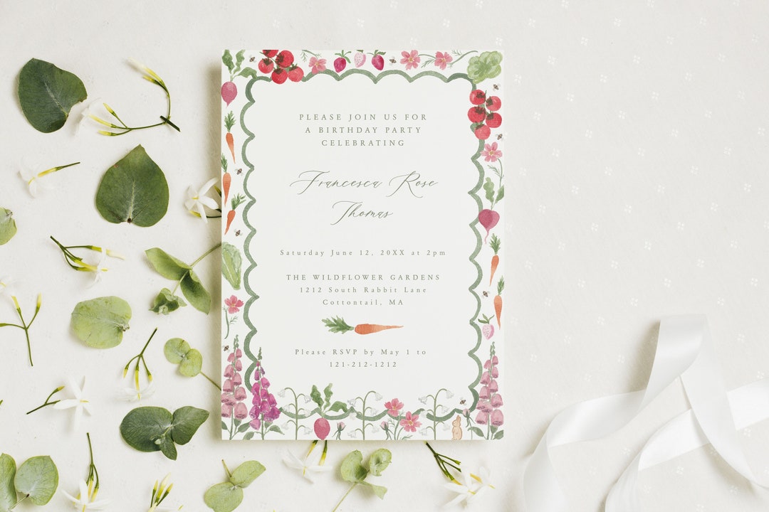 Floral Garden Party Invitation, Colorful Flower Birthday Invite ...
