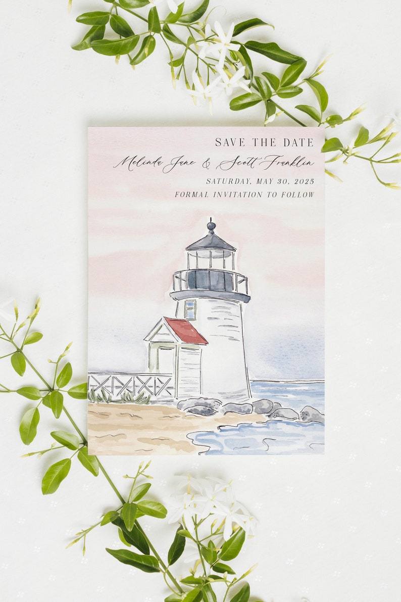 Nantucket Lighthouse Save the Date Template, Custom Save the Date ...