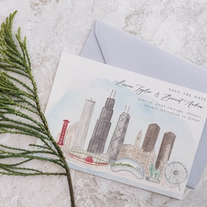 Chicago Skyline Save the Date Template, Custom Save the Date Template ...