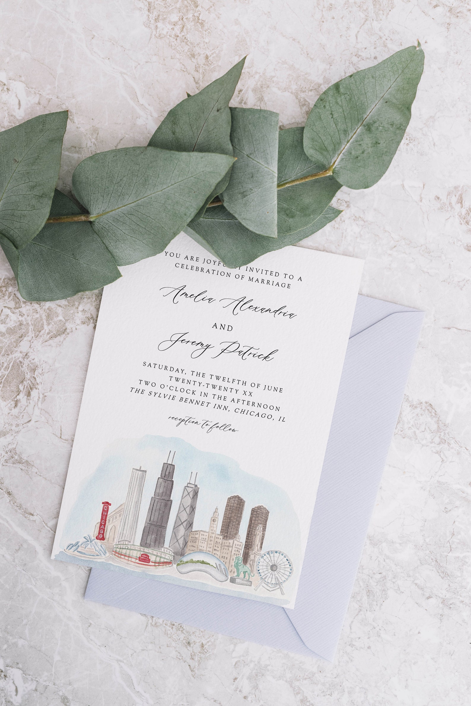 Chicago Skyline Invitation Template, Chicago Wedding Invitation ...