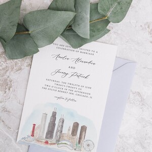 Chicago Skyline Invitation Template, Chicago Wedding Invitation ...