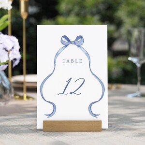 Blue Bow Wedding Table Numbers, Editable Table Number Template, Blue ...